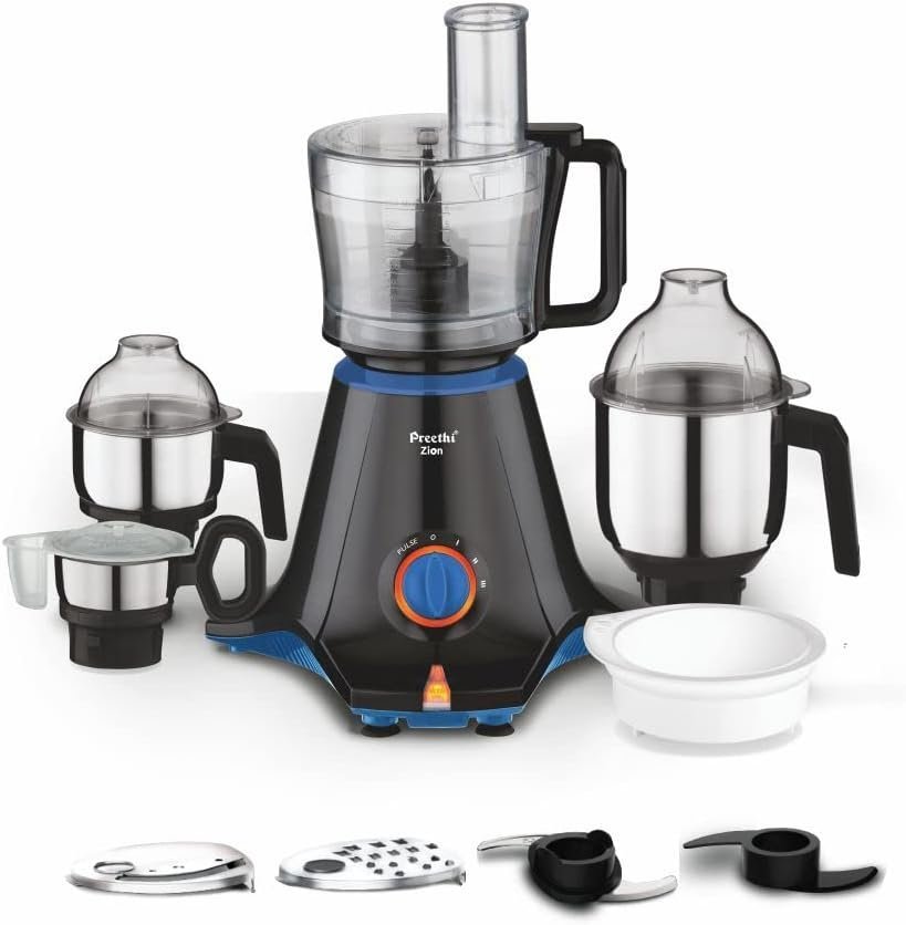 Preethi Zion MG-227 mixer grinder 750 watt Black, 4 jars - master chef