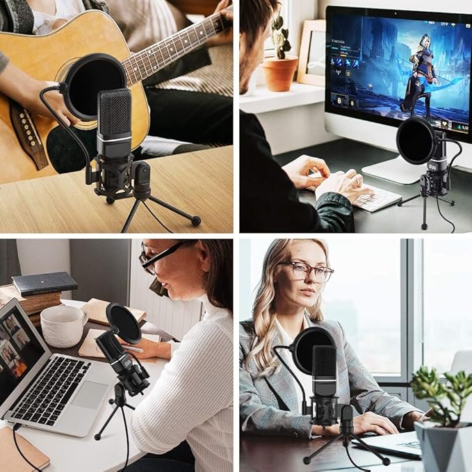 Uhuru UM-SF777 USB Condenser Gaming Microphone, Computer Mic Kit for R